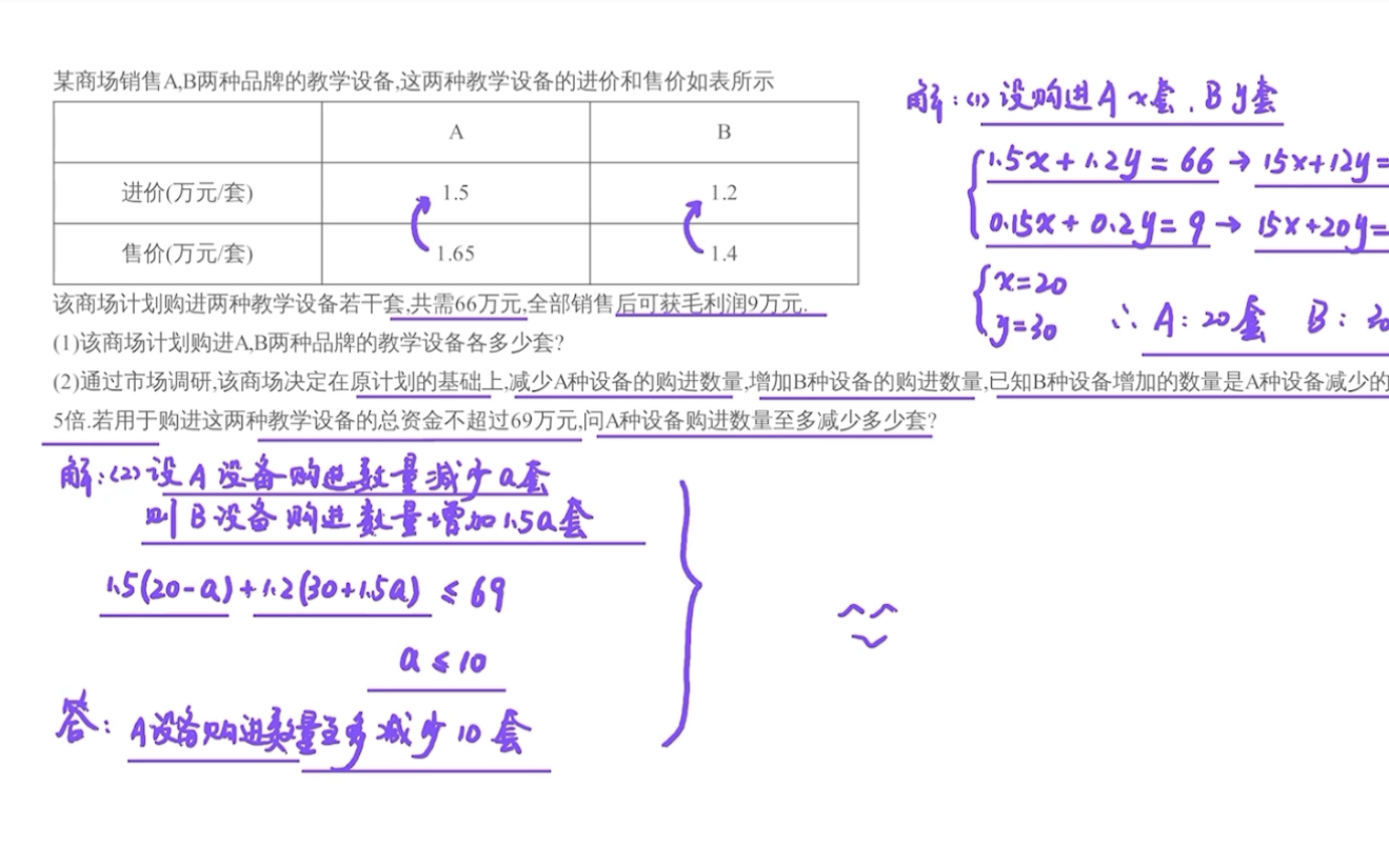 二元一次方程组与不等式实际应用方案问题