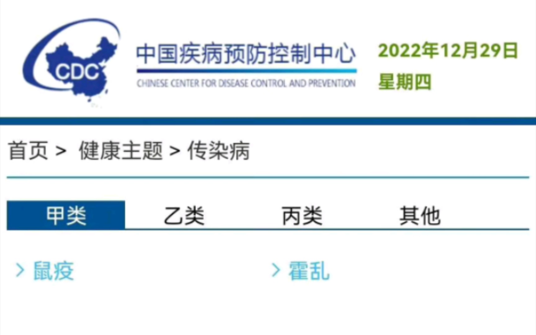 我国的传染病分类