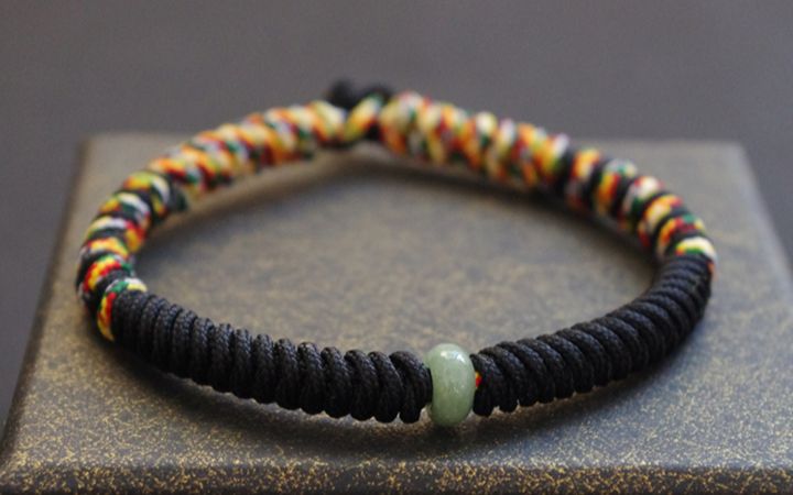 【编绳】翡翠玉石转运珠手绳编织本命年手链怎么编自编手绳材料包【...