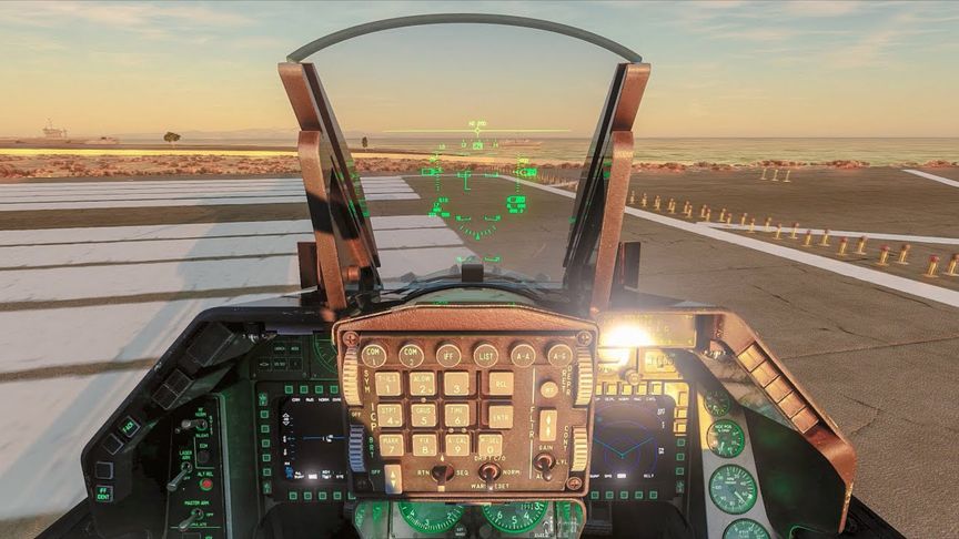 DCS WORLD 超级真实的战斗机模拟游戏 驾驶F16 日落起飞
