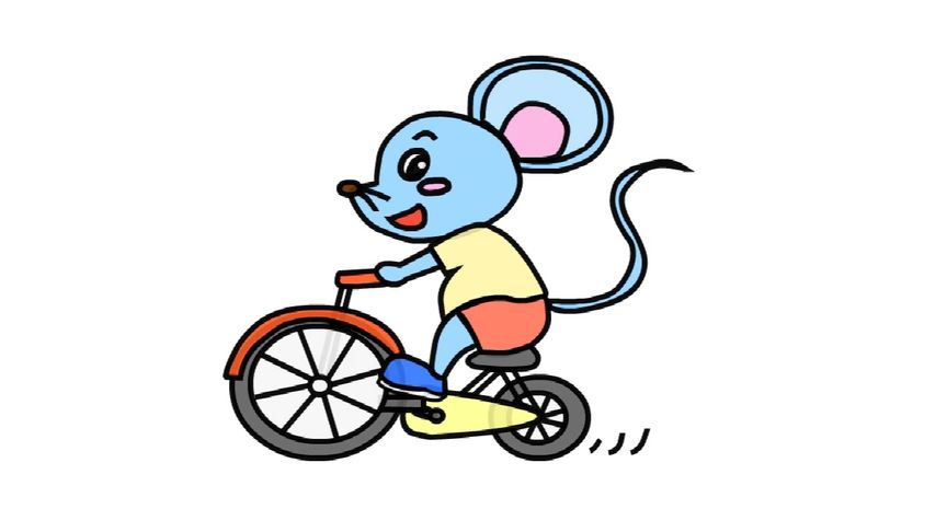 小老鼠骑着自行车去兜风简笔画教程儿童学画画卡通动物美术课堂