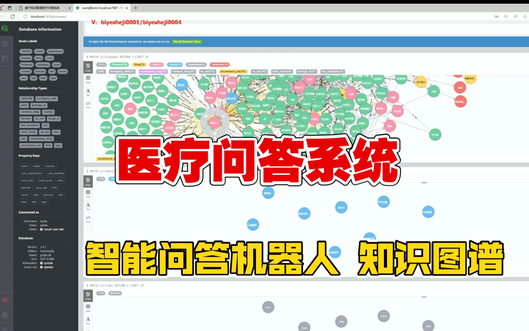 python医疗问答系统 知识图谱 智能问答机器人 深度学习 可视化 ne04j...