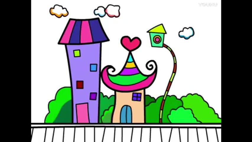 儿童幼儿卡通简笔画魔术房子简笔画可爱房子卡通画城堡简笔画