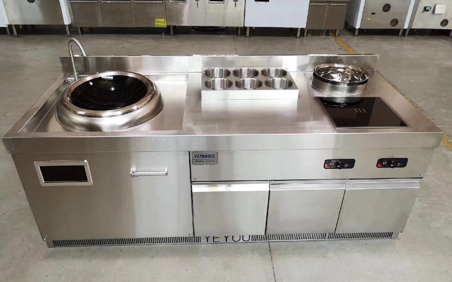 企业工地食堂厨房设备,单头电磁大炒炉介绍