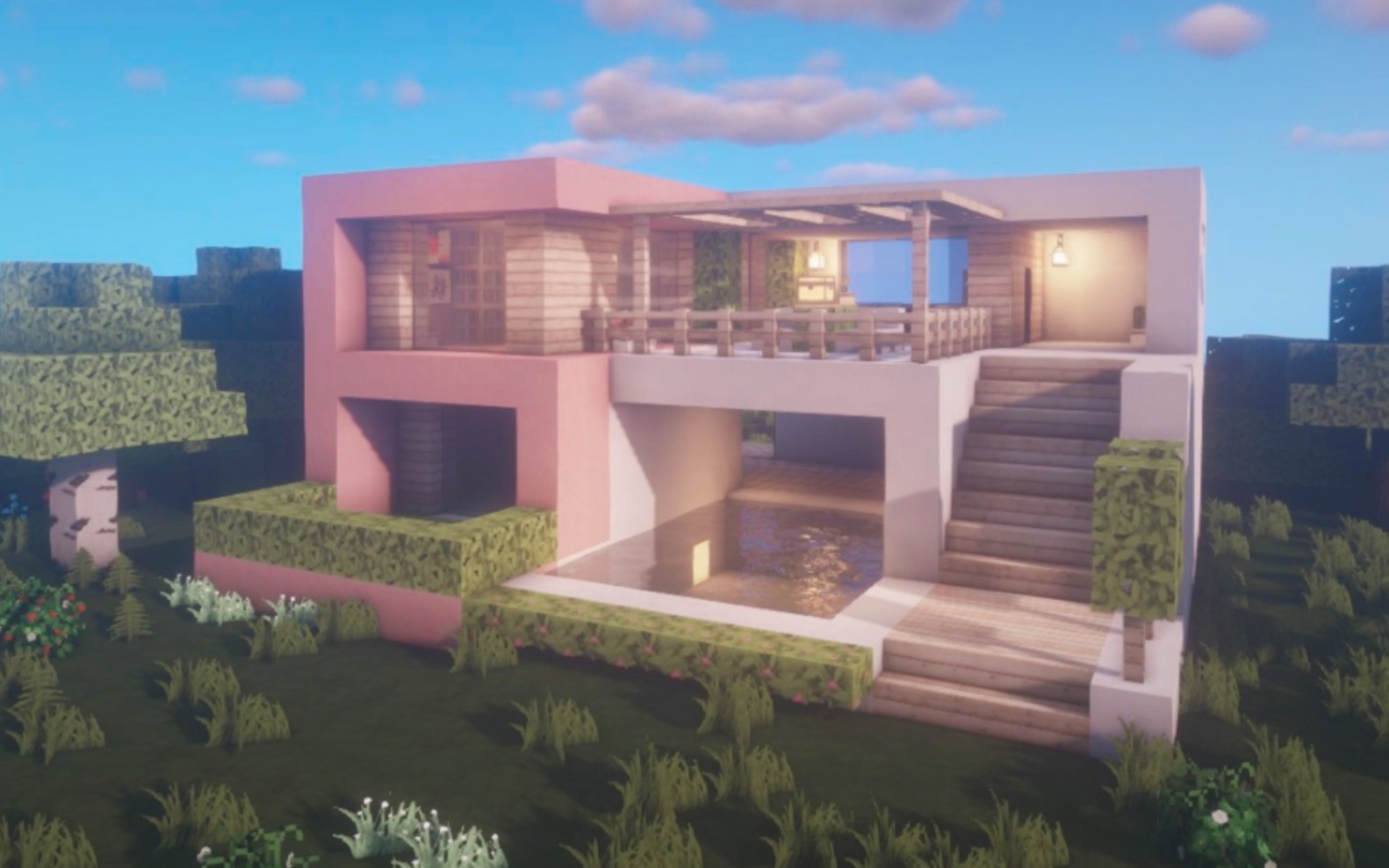 Minecraft我的世界 | 带泳池的小别墅_单机游戏热门视频