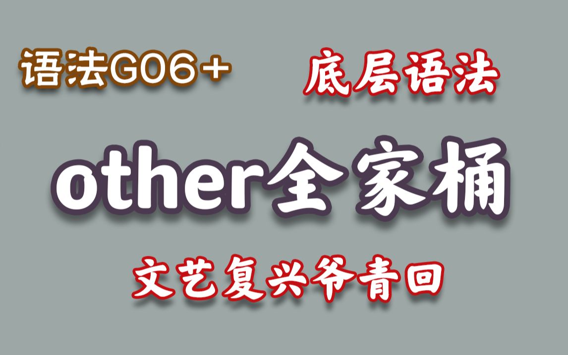 【爷青回G06】不定代词之other系列(讲解+练习)