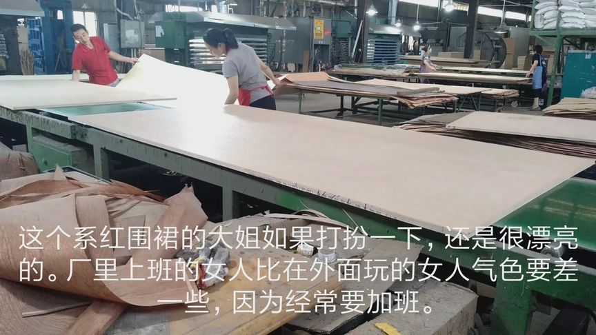 一条每天能贴1500张板材的实木贴皮生产线