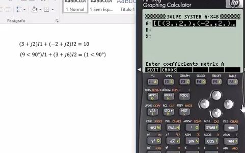 HP50G计算器中求解带有复数线性方程组