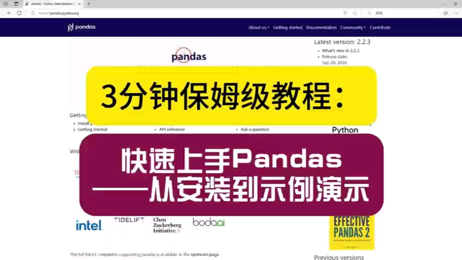 3分钟保姆级教程:快速上手Pandas—从安装到示例演示