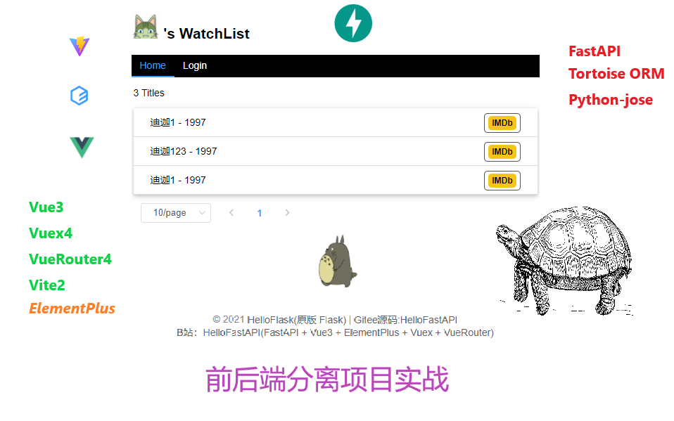 FastAPI项目实战:前后端分离(Vue3全家桶 + FastAPI)合集