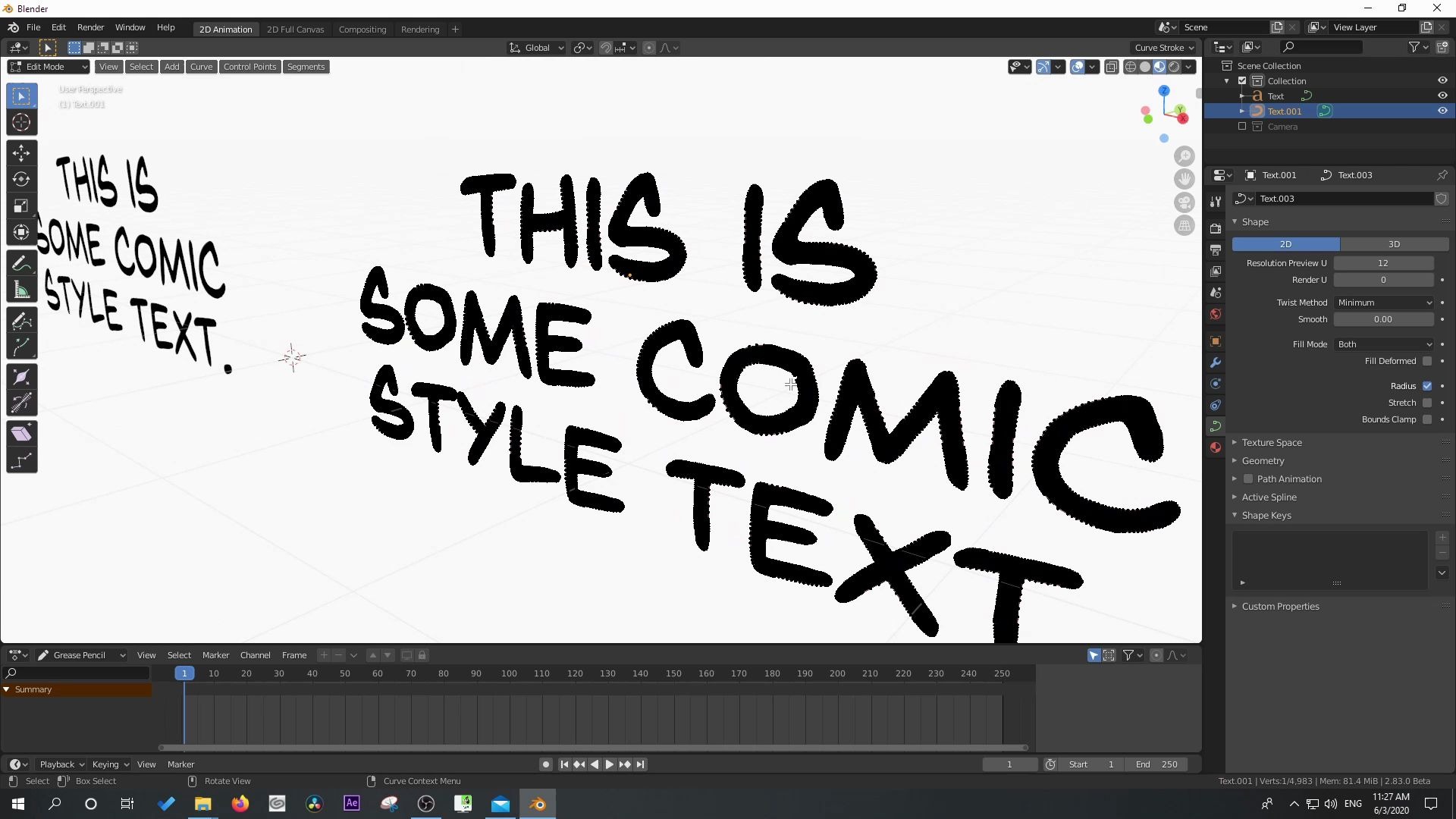 【blender蜡笔】将文本转为蜡笔(GP)