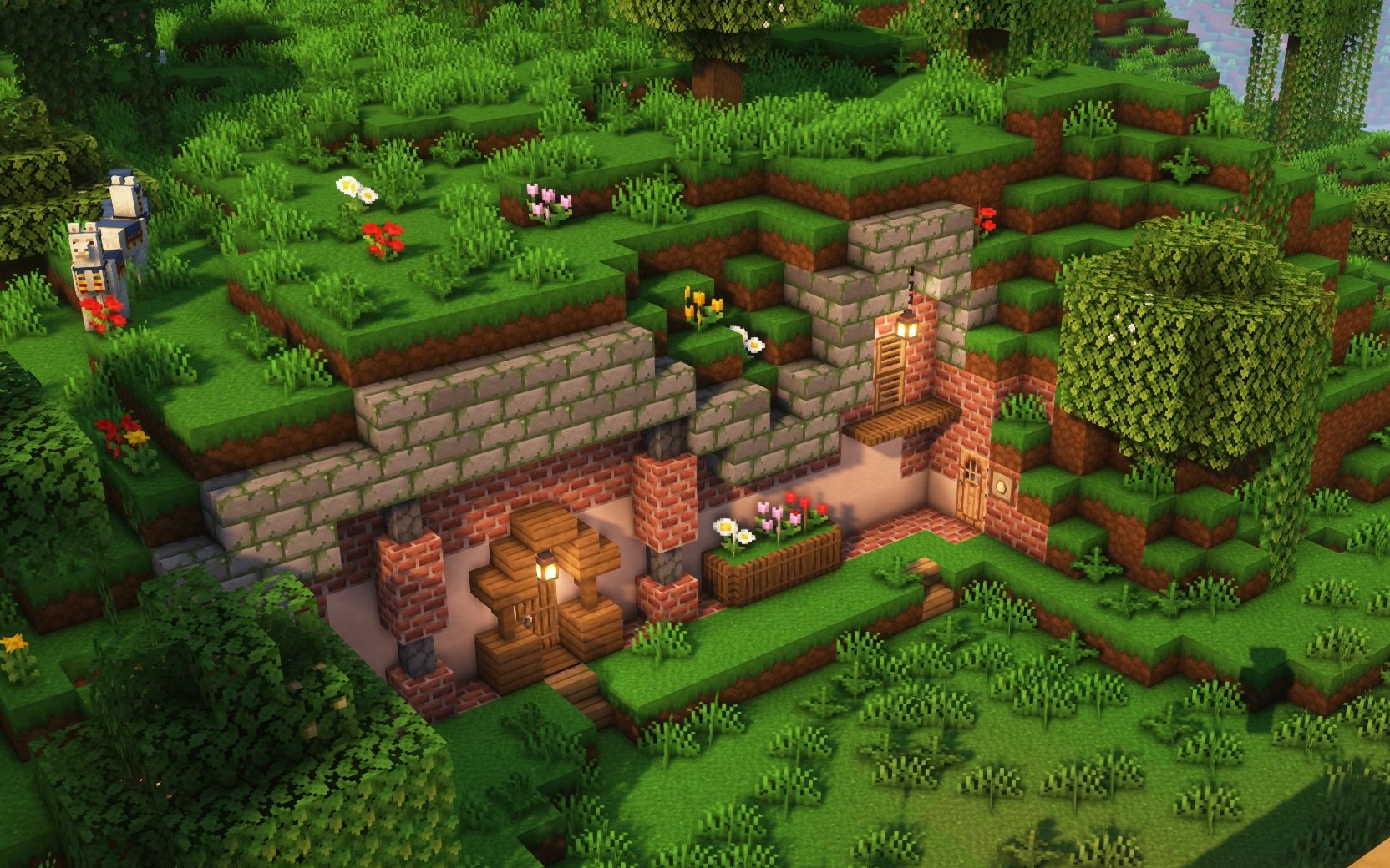 一个藏在山里的小屋,当女孩子给mc小动物做窝【我的世界日常#17】_...