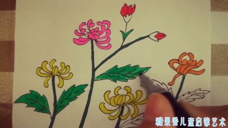 创意儿童画菊花简笔画漫画卡通动漫亲子育儿小朋友学画画
