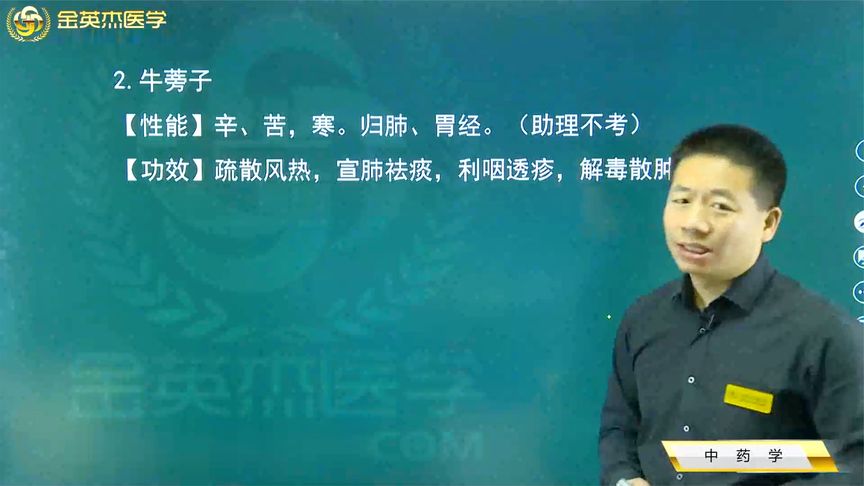 中药学06解表药01发散风热02牛蒡子：祛痰利咽4味中药，透疹通便
