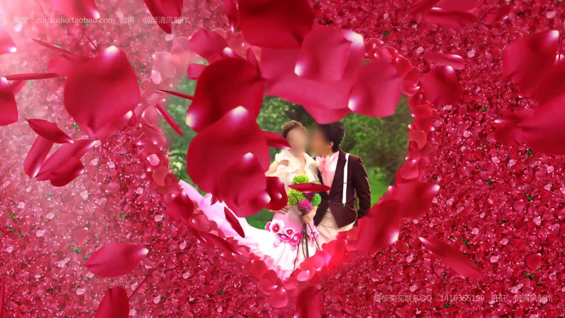 AE模板 会声会影 韩式婚礼电子相册 玫瑰花瓣粒子唯美开场MV剪辑