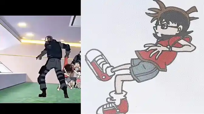 简笔画:柯南被扔下去了