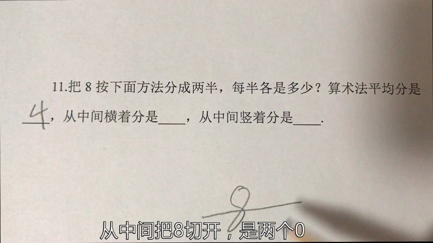 把数字“8”按照下面三种分,可以得到4、2和0,你知道怎么分吗?