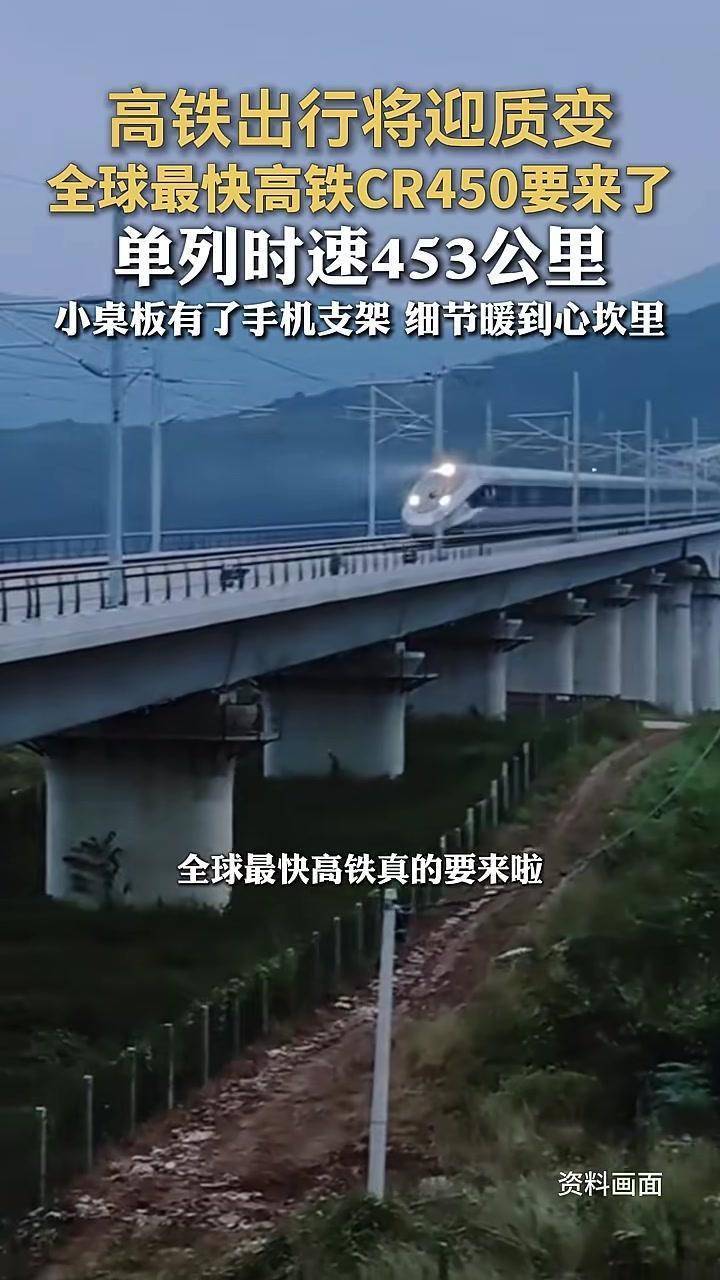 高铁出行将迎质变!全球最快高铁CR450要来了,单列时速453公里,小...
