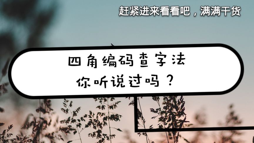 听说过四角编码查字法吗?几个数字就可以表达汉字?酷似电文!