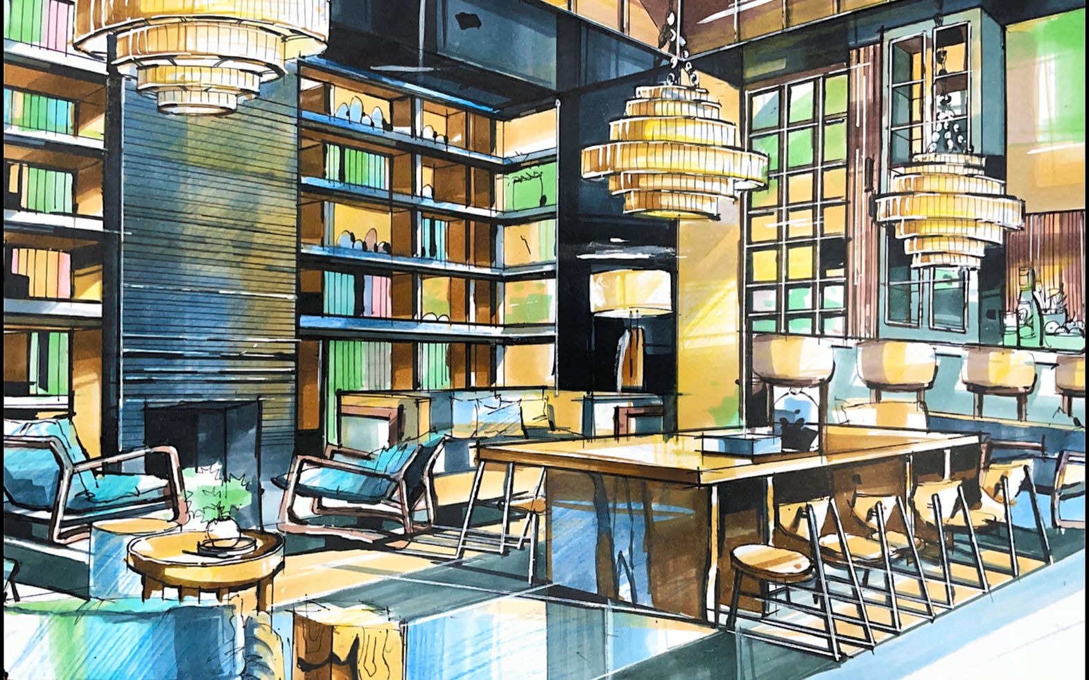 【环境艺术设计考研手绘】-餐饮空间《巢》主题创作示范-爱尚设计...