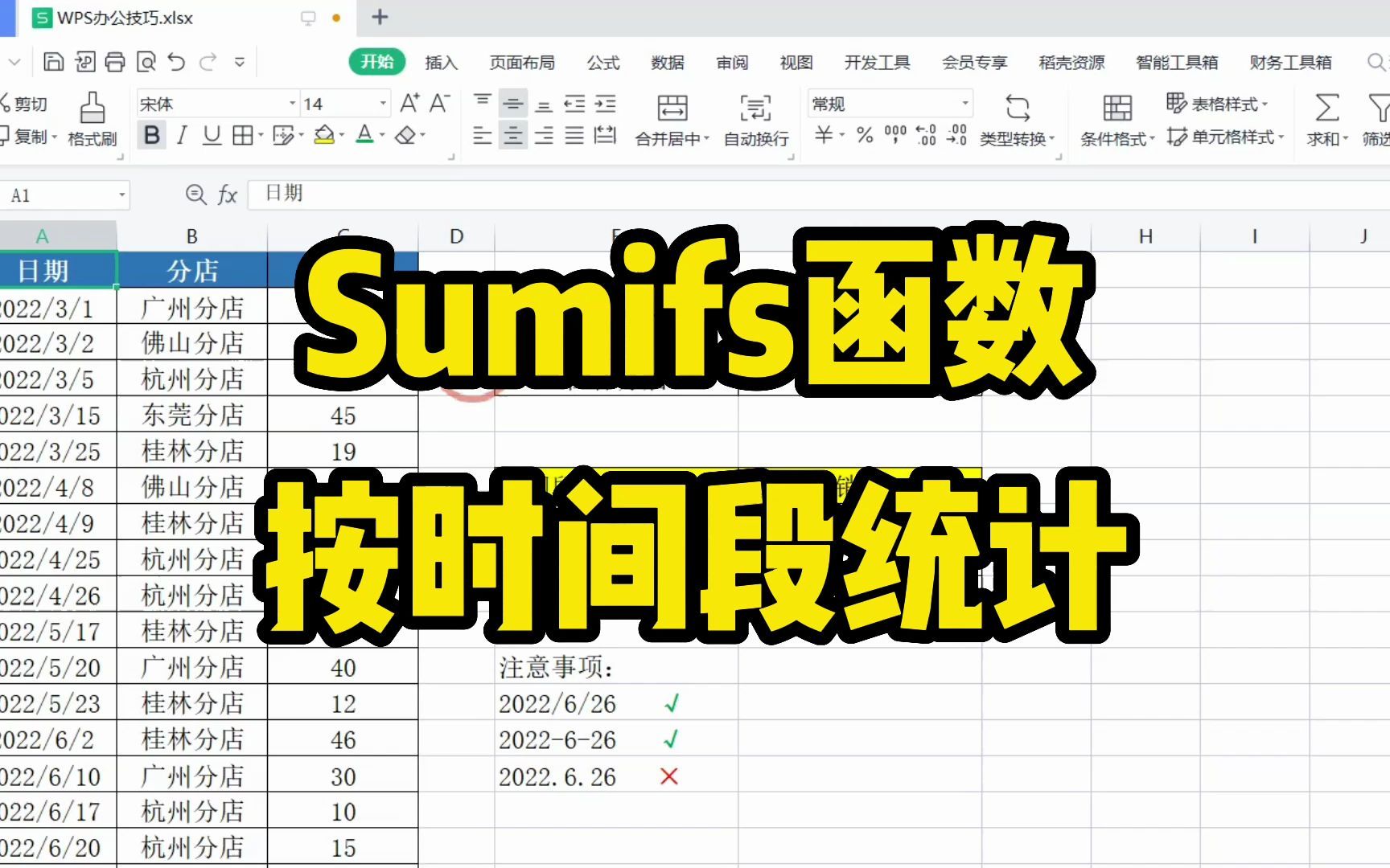 Sumifs函数,你会用它统计出某个时间段的数据吗?