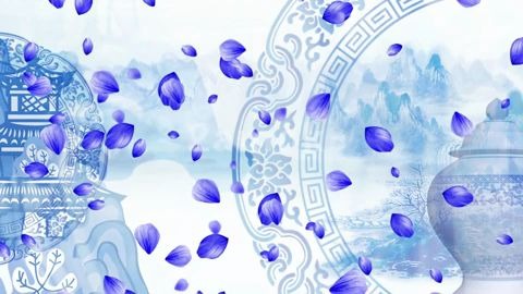 美人吟青花瓷中国风背景-凌晨两点素材网