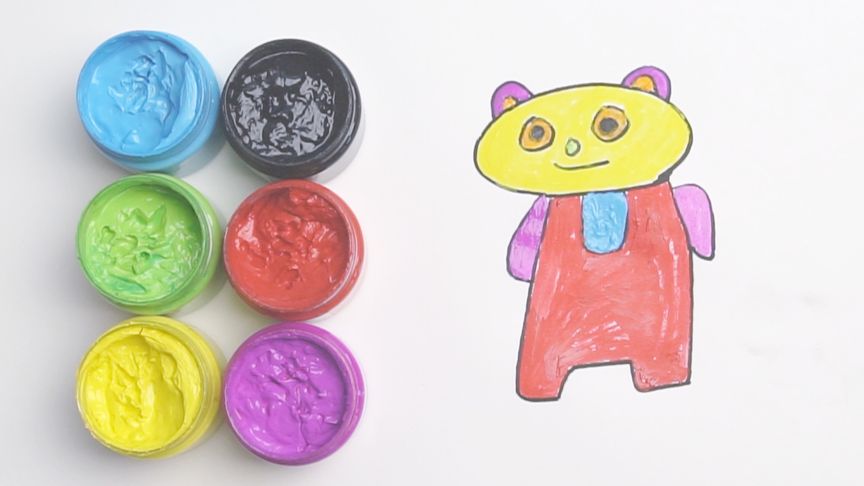 儿童彩绘 可爱卡通熊猫简笔画 绘图并涂色 学习颜色