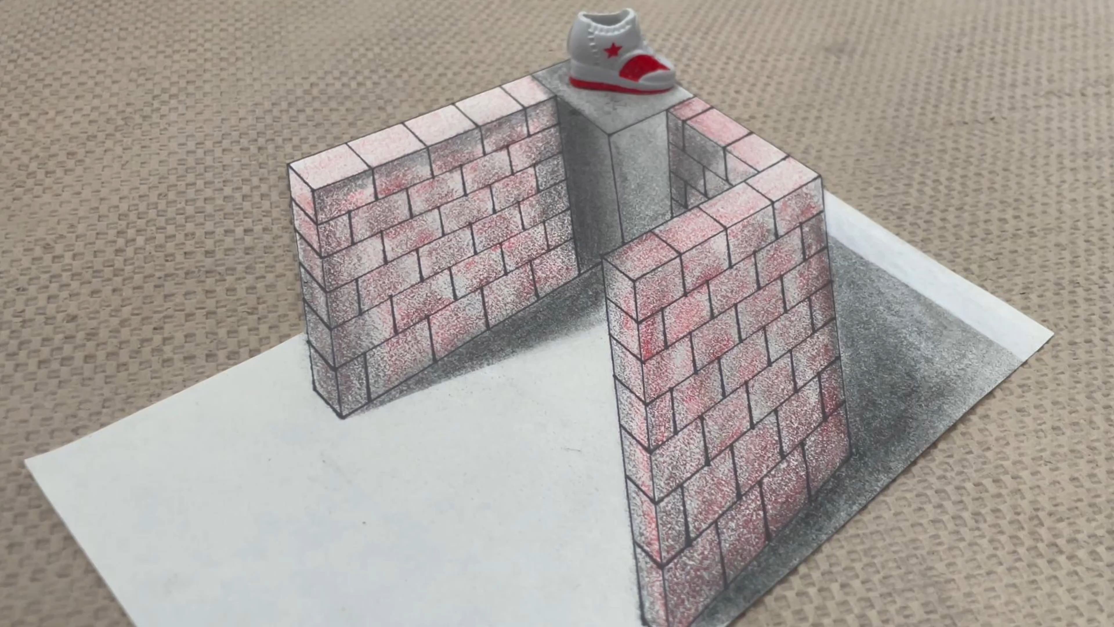 铅笔手绘3D立体画:惊艳的断墙效果教学