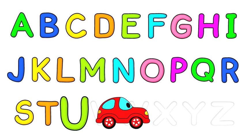 儿童英文字母 红色小汽车写字母