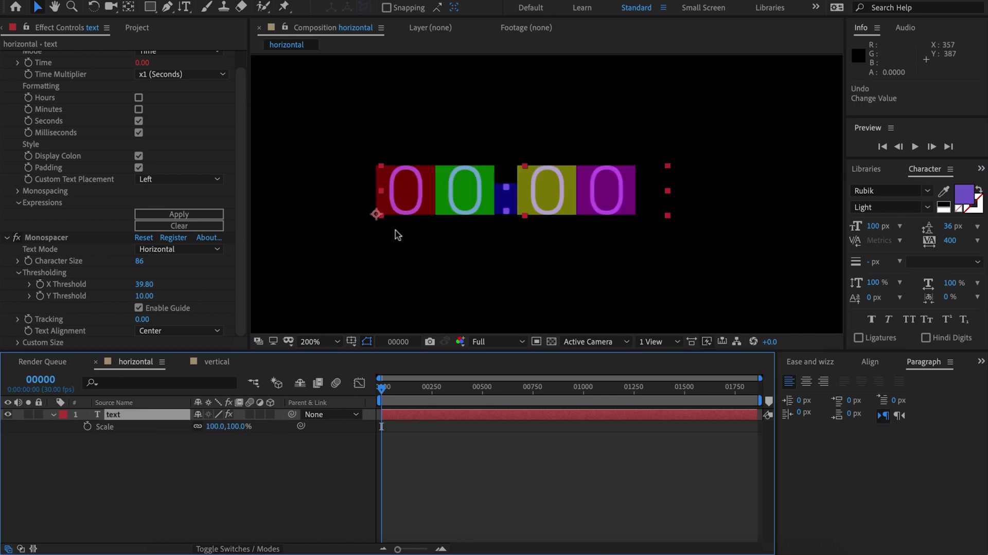 解决文字动画等间距不适配跳动问题AE插件Monospacer使用教程
