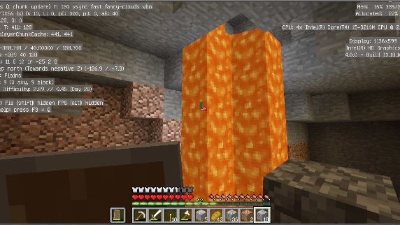 nor叔 我的世界萌新生存 09 地下矿洞中发现岩浆瀑布,还有地下水源