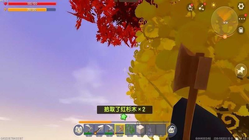 迷你世界:单方块生存砍伐参天大树