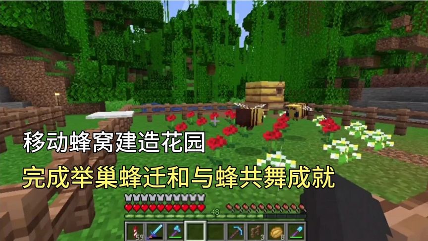 我的世界1.16版纯生存第72期:移动蜂窝并建造花园,完成两个成就