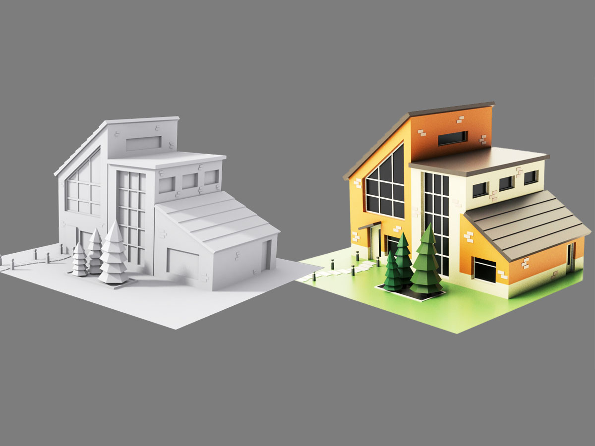 【3DMAX建模】卡通室外小场景制作,适合零基础学的简单案例