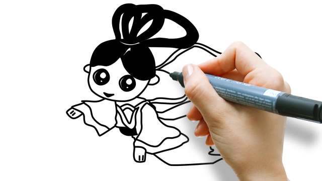 中秋节故事 - 嫦娥玉兔简笔画