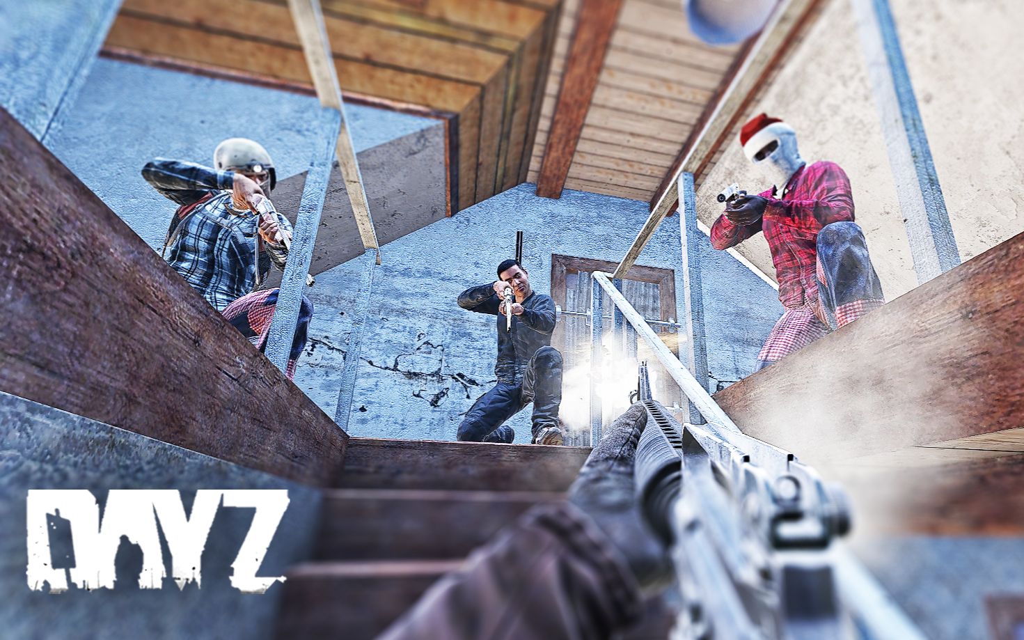 【DAYZ独立版】冲房时发现有三个老外架着我,那我只能被迫挨个击杀...
