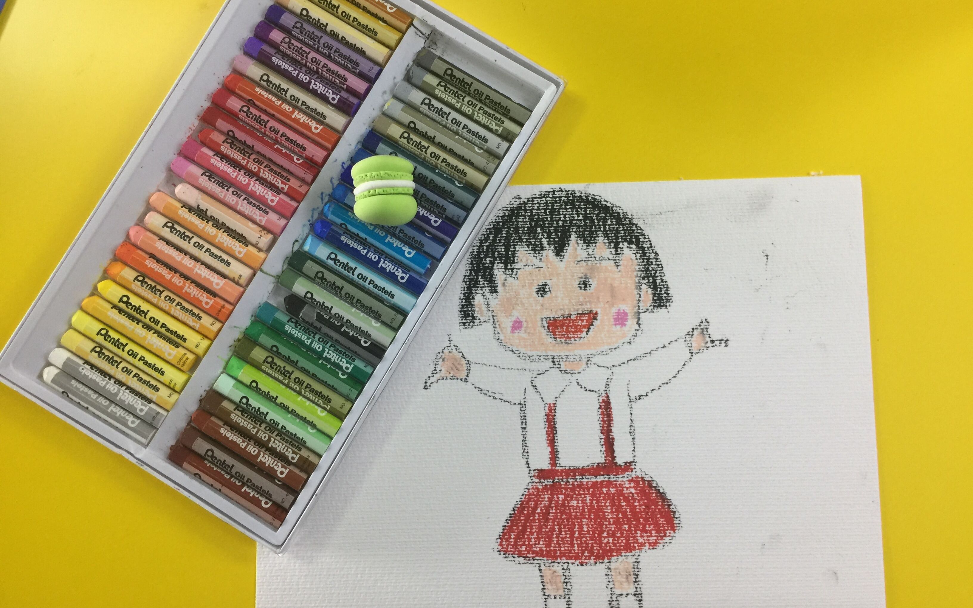 小时候喜爱的卡通人物樱桃小丸子油画画法