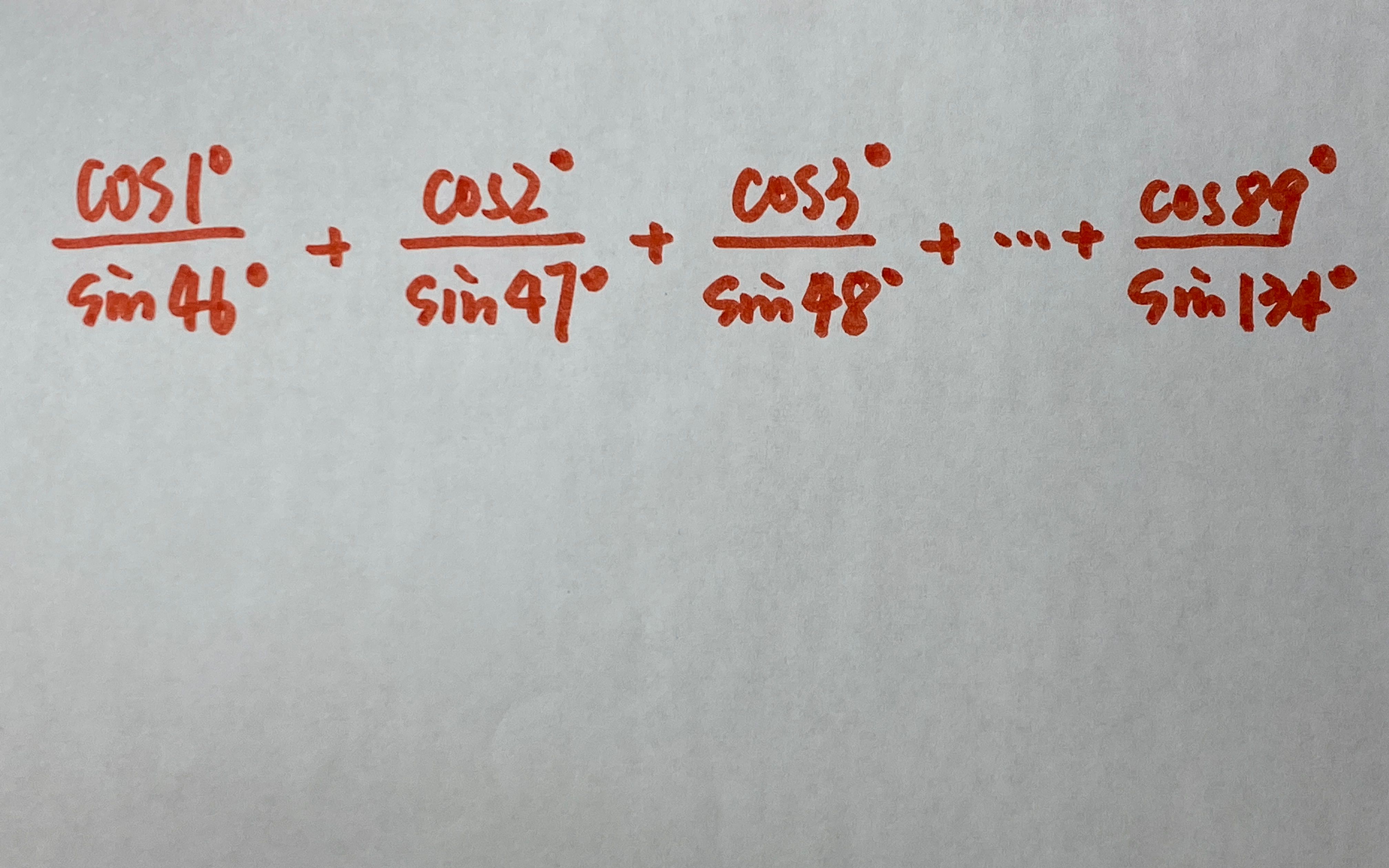 cos1°/sin46°,规律就在眼前,看你眼力如何