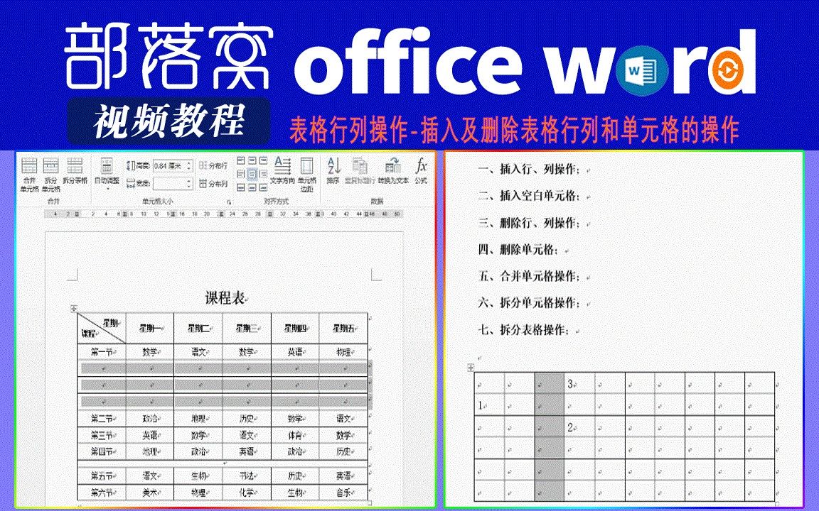 word表格行列操作视频:插入及删除表格行列和单元格的操作