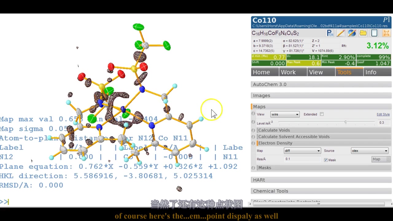 Olex2视频教程——Olex2中的电子密度图(以Co110为例)