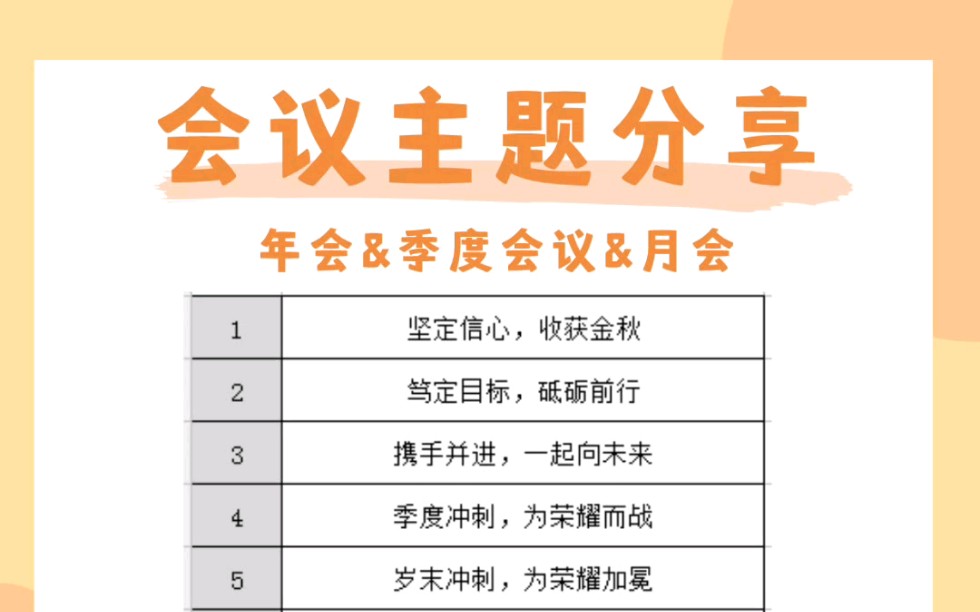 90条适合鼓舞士气的会议活动主题