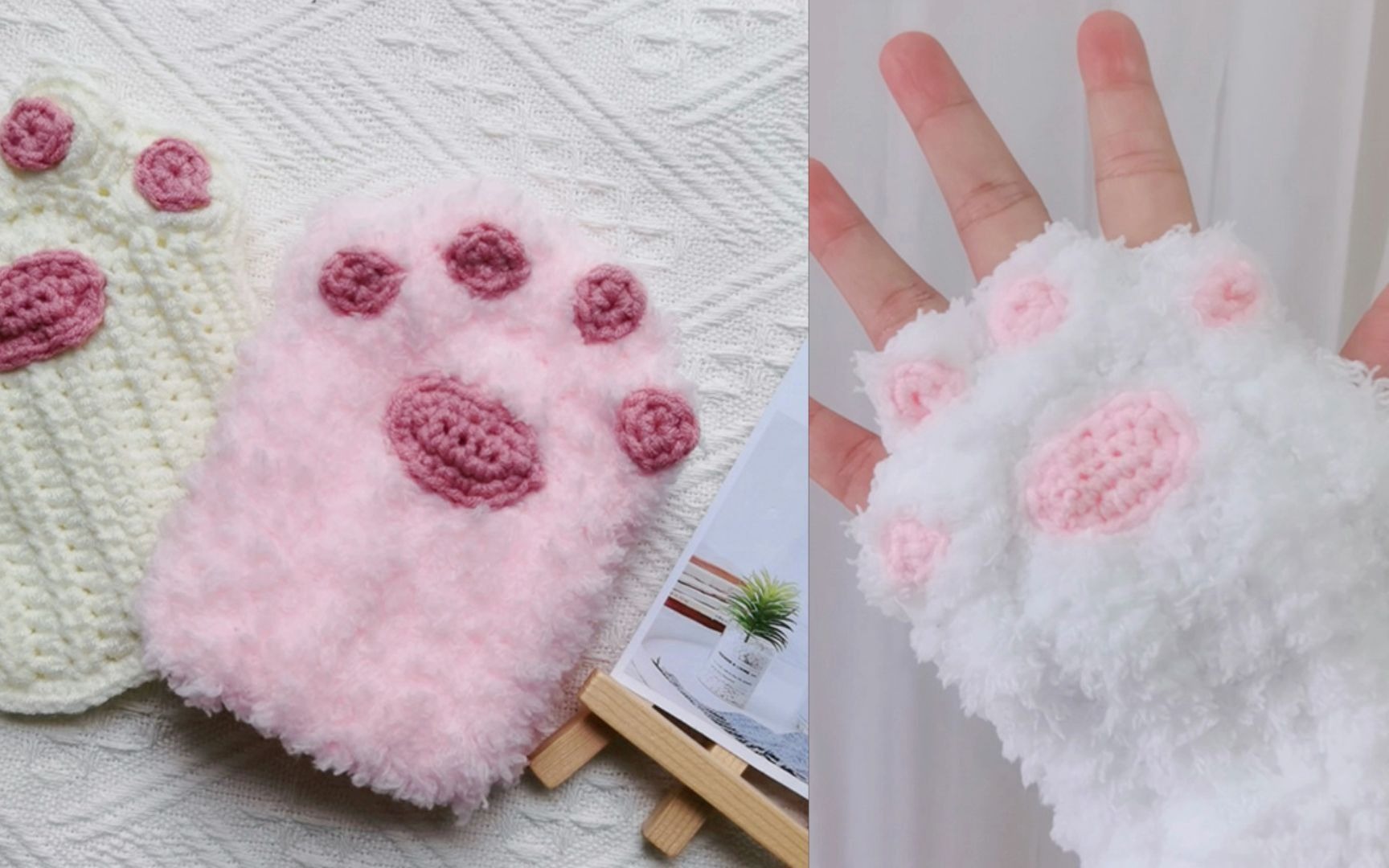 猫爪手套毛绒绒毛线钩针教程 冬季保暖款 送闺蜜送女友 超贴心 森妈...