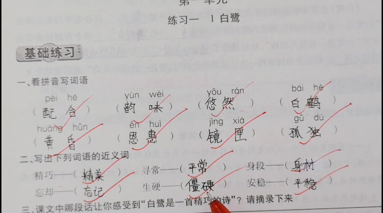 五年级上《白鹭》练习,作者从静态和动态两方面描绘白鹭美,对吗