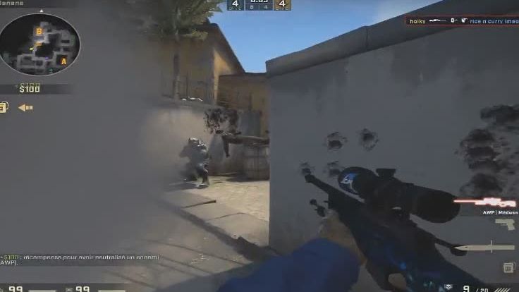 CSGO中开枪全屏意识的国外高手
