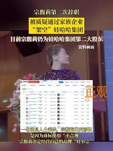 ...被质疑通过家族企业"架空"娃哈哈集团。工商登记信息显示,目前,宗...