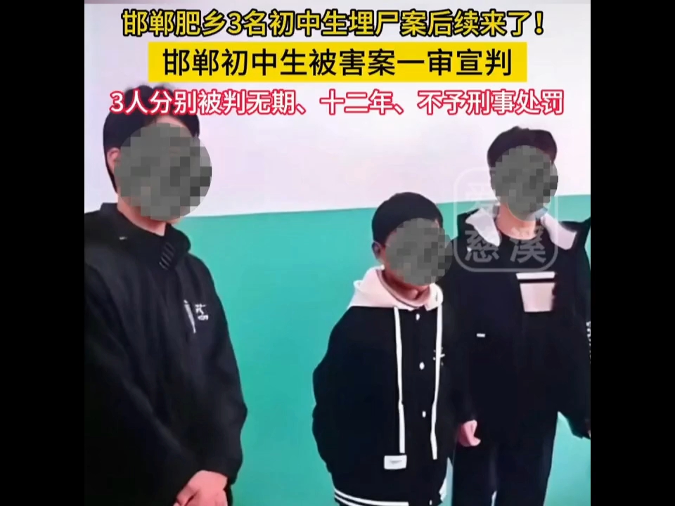 邯郸3名初中生杀人埋尸#校园欺凌# 3名初中生被判无期、十二年