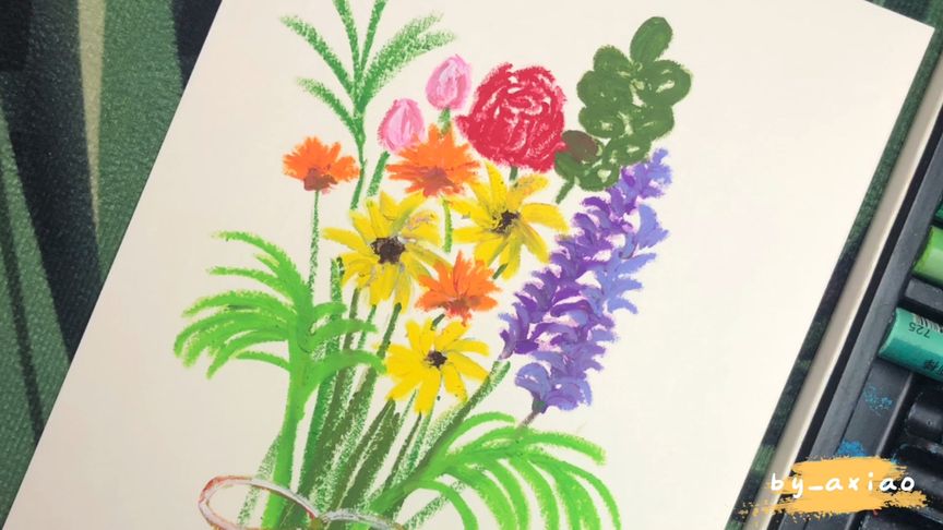 油画棒|用油画棒画一张ins风花束|零基础油画棒视频|新手向