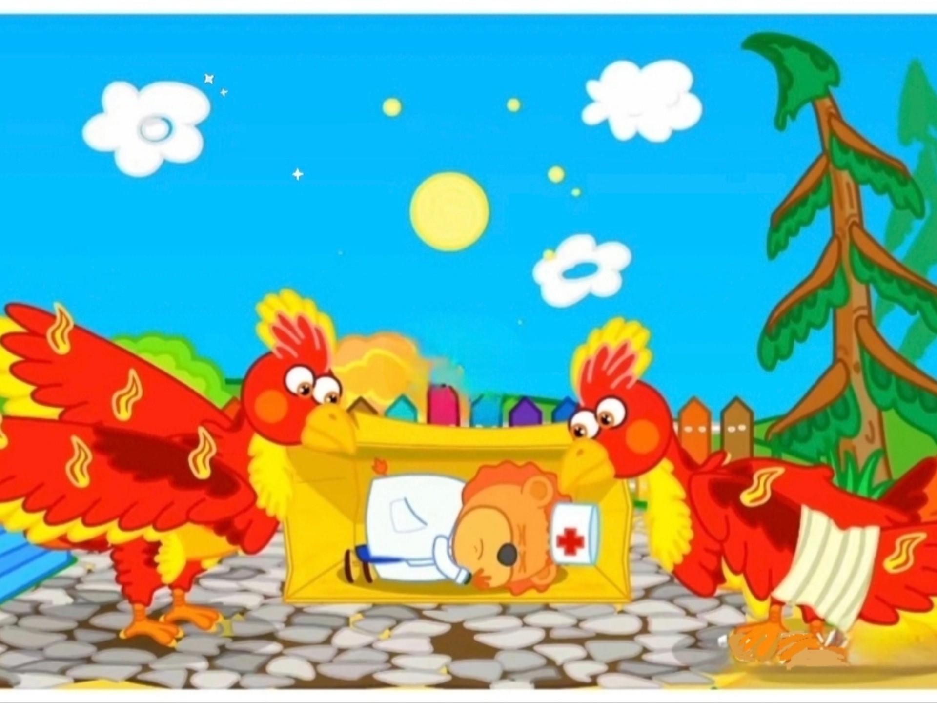 ... 小肺被细菌感染了,小狮子就带他去晒太阳消灭体内的病毒细菌 早教...