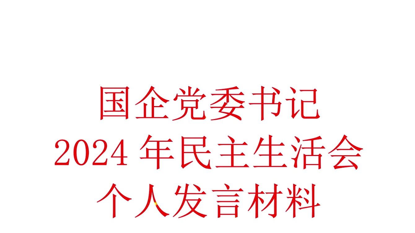 2024年民主生活会个人发言材料