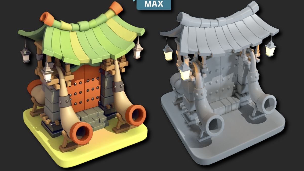 【3dmax建模】经典古建筑场景模型制作,三维场景布线教学,干货知识...